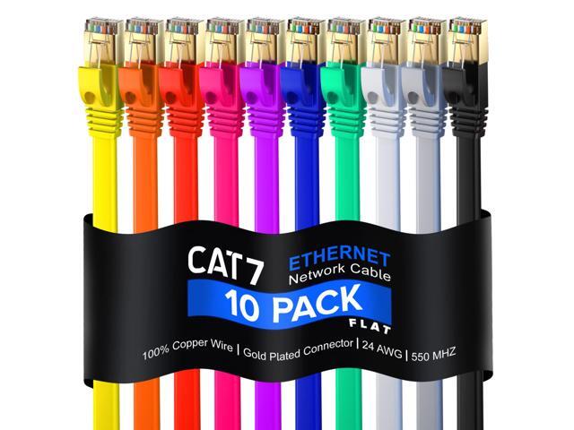 Ethernet Cable 10ft, 10-Pack (Multicolor) - Cat7 High-Speed LAN Cords ...