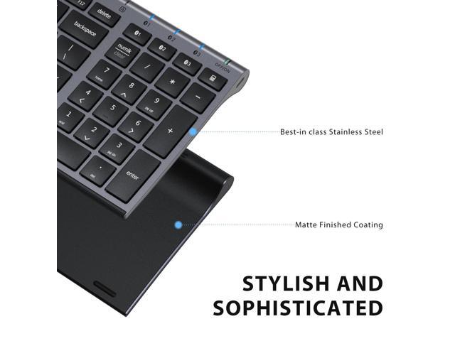 iClever BK10 Bluetooth Keyboard, Multi Device Keyboard Rechargeable Bluetooth 5.1 with Number ...