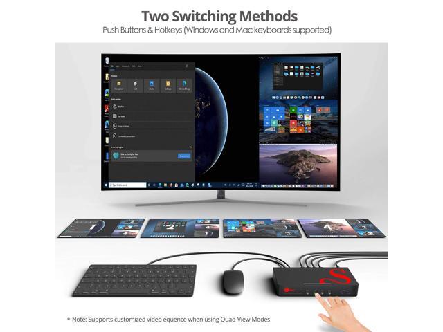 SIIG 1080p Quad View HDMI KVM Switch, Mouse Roaming & Seamless Switch ...