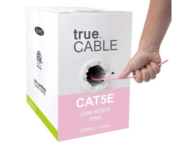trueCABLE Cat5e Riser (CMR), 1000ft, Pink, 24AWG 4 Pair Solid Bare ...