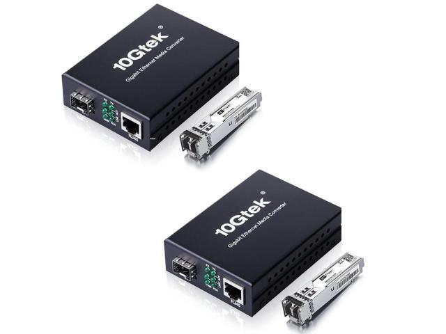 A Pair of Gigabit Multi-Mode LC Fiber Media Converter, with 2 Pcs SFP ...