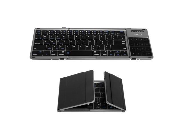 DeLUX Foldable Keyboard with Touchpad and Numeric Keypad, 2.4G Wireless ...