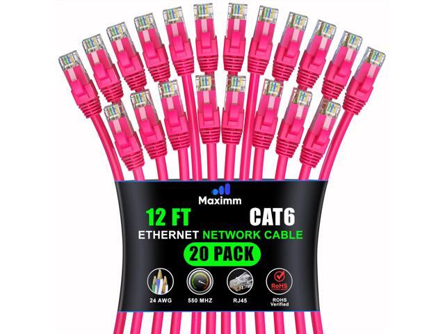 Maximm Cat 6 Ethernet Cable 12 ft (20-Pack) - High-Speed LAN Cable ...