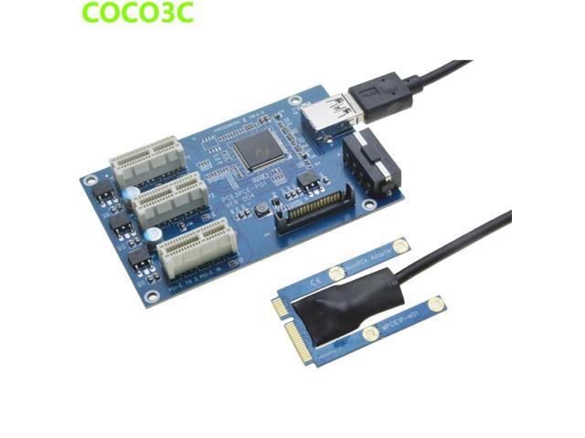 Mini PCIe 1 to 3 PCI express 1X slots Riser Card Mini ITX to external 3 ...