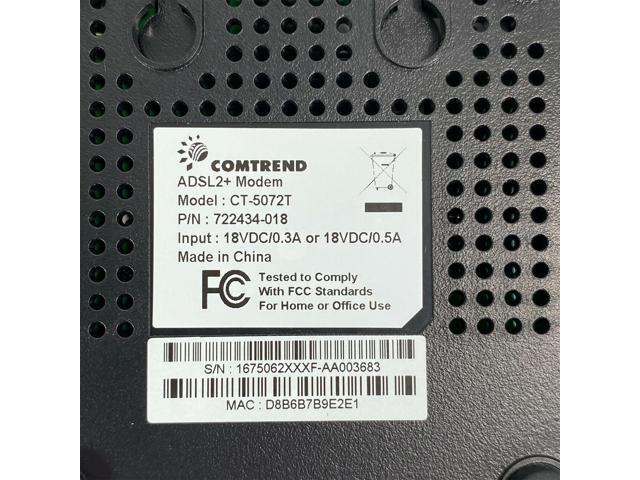 Refurbished: Comtrend CT-5072T ADSL2+ Modem Ethernet Router 722434-018 ...