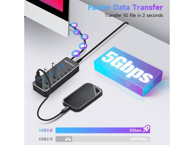 Powered UBS Hub, RSHTECH 7 Port USB 3.0/USB C Hub Upgraded Version ...