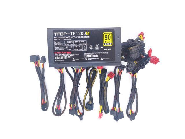 1200w PC Power Supply 24pin 12V 110V 220V ATX PSU Half Modular Computer ...