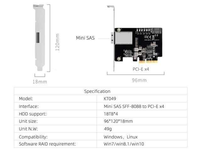 MAIWO PCIex4 PCI Express to SAS Adapter Card Expansion Converter, SAS ...