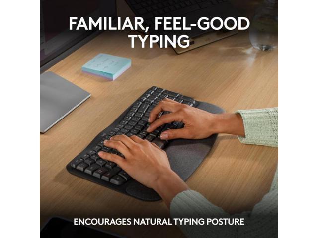 Logitech Wave Keys Wireless Ergonomic Keyboard with Logitech Signature ...
