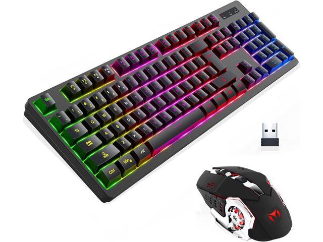 Wireless RGB Gaming Keyboard and Mouse - Rechargeable RGB Backlit ...