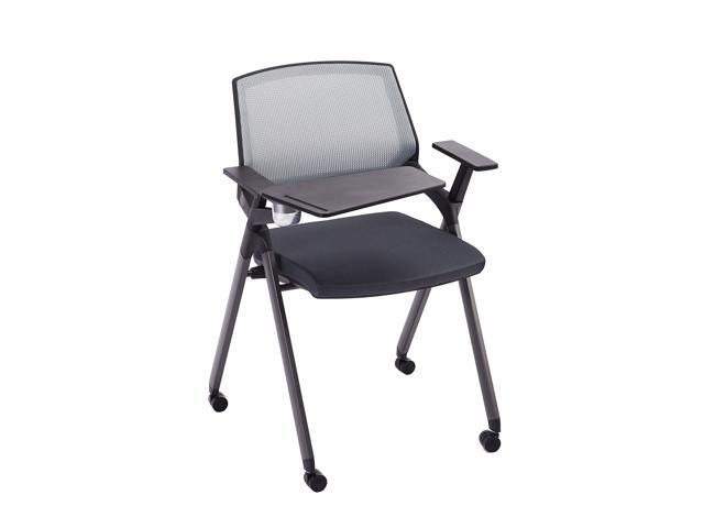 CLATINA Tablet Arm Chair with Caster Wheels Mesh Guest Nesting Stacking ...