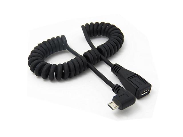 Micro USB Cable Male to Female Spring Extension cord 90 Degree Right ...