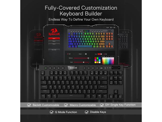 Redragon K622 Horus TKL RGB Mechanical Keyboard, Ultra-Thin Designed ...