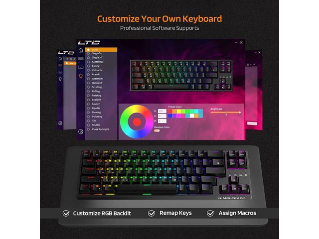 LTC NB681 Nimbleback Wired 65% Mechanical Keyboard, RGB Backlit Ultra ...