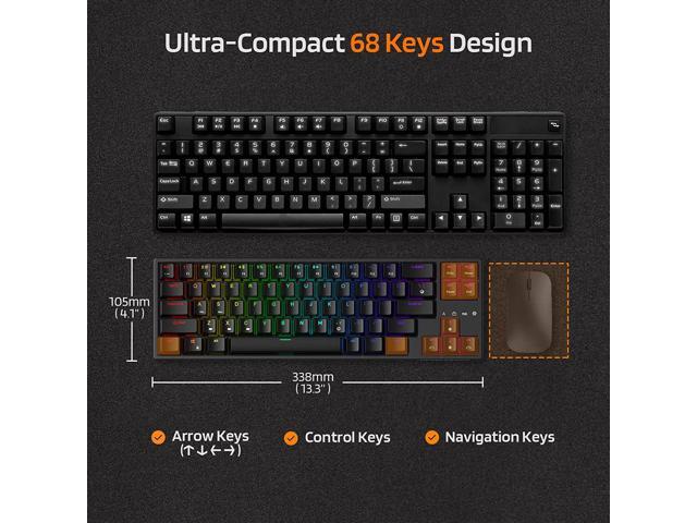 LTC NB681 Nimbleback Wired 65% Mechanical Keyboard, RGB Backlit Ultra-Compact 68 Keys Gaming ...