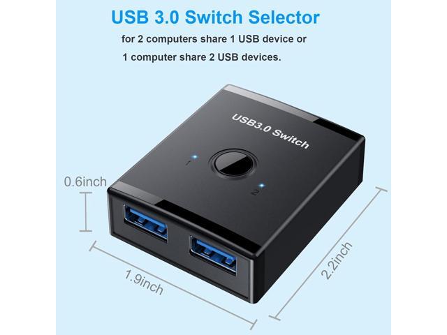 USB 3.0 Switch, Bi-Directional USB Switch 2 in 1 Out / 1 in 2 Out, YINNCEEN USB Switcher 2 ...