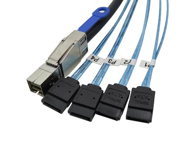 Mini SAS HD SFF8644 To SATA Cable 180/90 degree 4 port 7Pin, Mini SAS ...