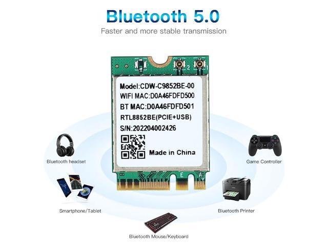 Wifi 6 Realtek RTL8852BE Network Card 1800Mbps BT 5.0 Dual Band ...