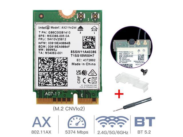 Used - Like New: Tri Band 5374Mbps Wi-Fi 6E I-ntel AX211 Wifi Card M.2 ...