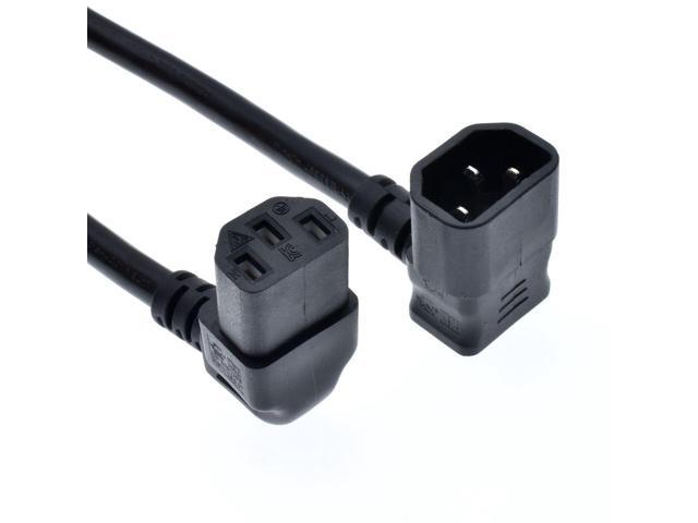 IEC 320 C14 to C13 Extension cord, male to female Dual Down/ Up Angle ...