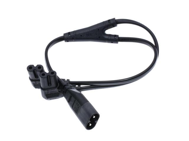 IEC320 C8 to 2xC7 Y Split AC Power Cord, IEC Figure 8 Male to 2 Female ...
