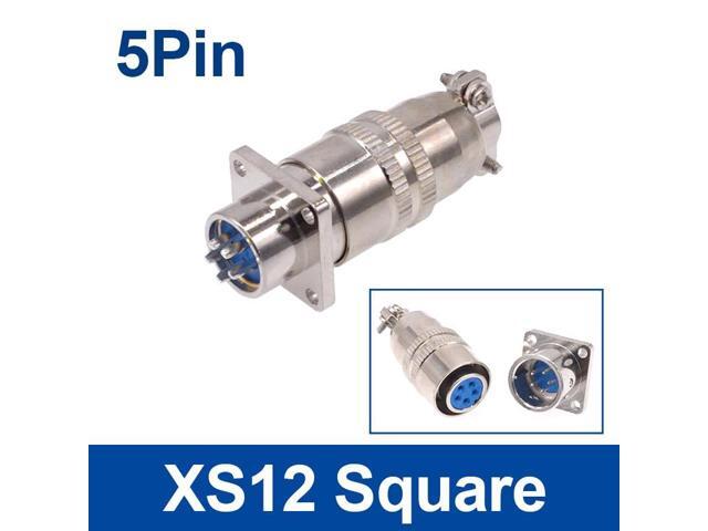 XS12 Aviation connector 3A XS12 Back Nut Square head formal mounted type Aviation plug(5P ...