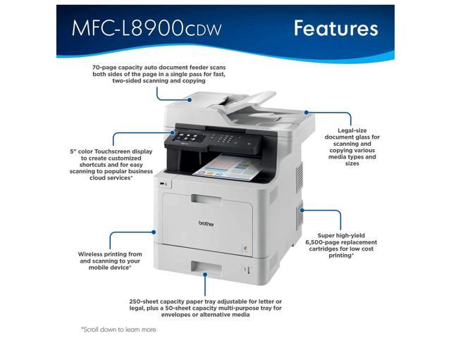 Brother MFC-L8900CDW Business Color Laser All-in-One Printer, Advanced ...