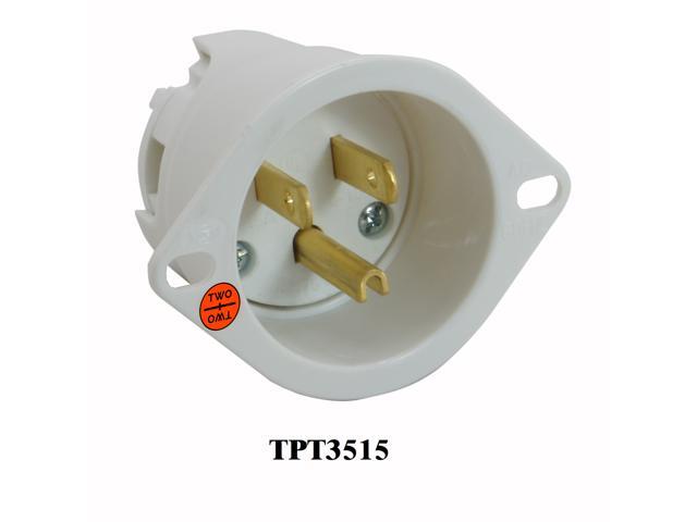 NEMA 5-15, 15 Amp, 125 Volt AC, 2 Pole, 3 Wire, Straight Blade Flanged ...