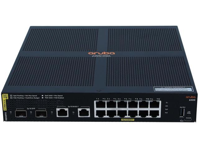 HPE Aruba 6000 12G Class4 PoE 2G/2SFP 139W Switch - switch - 12 ports ...
