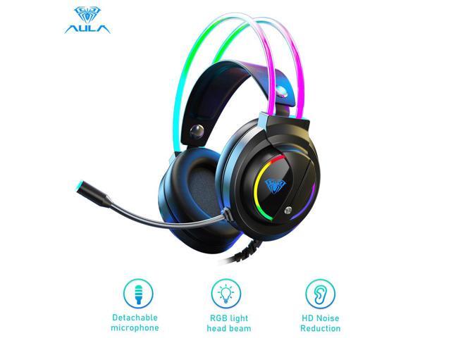 AULA S501 Gaming Headset RGB Headband Cool LED Noise Cancelling 7.1 ...