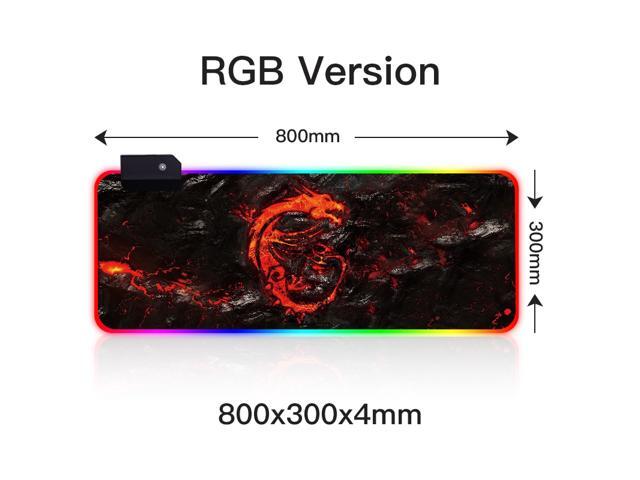 RGB Gaming Mouse Pad Large XL Red Dragon Pattern Computer Desk Mat Pad ...