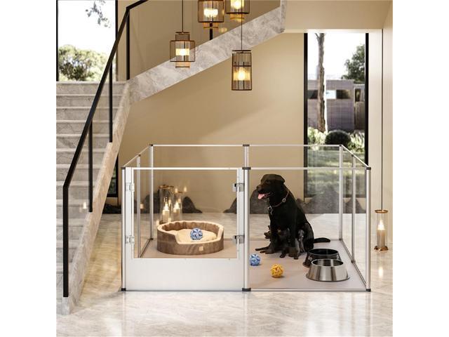Highten 8 Clear Panels Acrylic Dog Playpen Pet Whelping Box Exercise ...