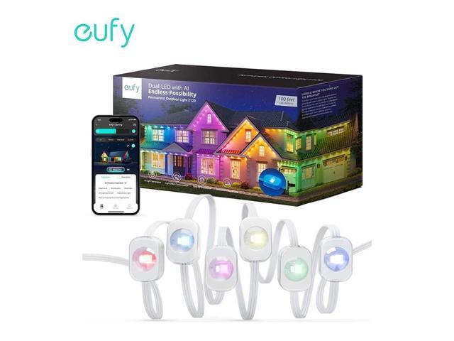 eufy Permanent Outdoor Lights E120, 100ft with 60 Dual-LED RGB and Warm ...