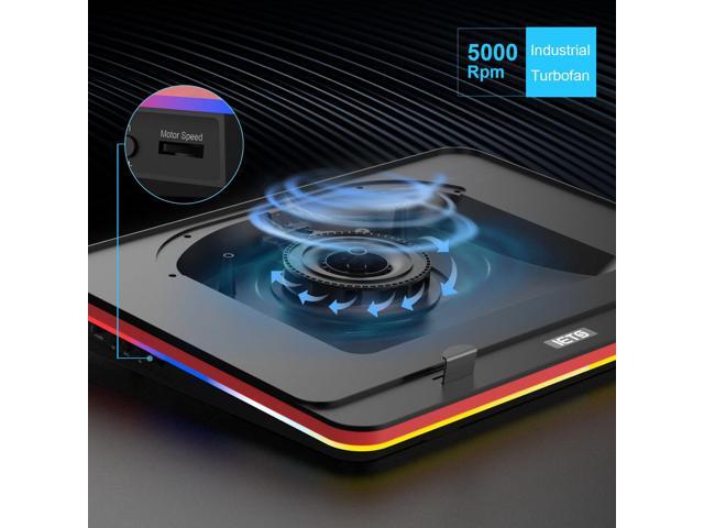 IETS GT500 Powerful Turbo-Fan (5000 RPM) RGB Laptop Cooling Pad with ...
