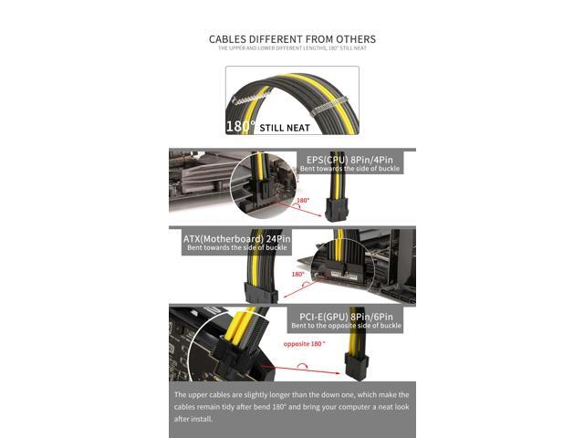 FormulaMod NCK1 Series PSU Extension sleeved Cable Kit , Custom Power Supply Braided Cable Solid ...