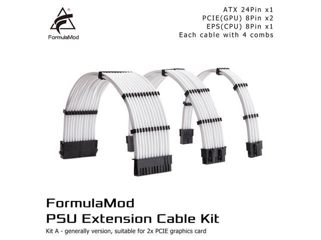 FormulaMod NCK1 Series PSU Extension Cable Kit , Solid Color Cable Solid Combo 300mm ATX24Pin ...