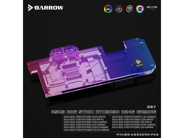 Barrow GPU Water Block Cooling Backplane for ASUS ROG STRIX RTX 3090 ...