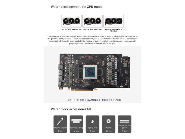 Barrow GPU Water Block For MSI RTX 4090 Suprim X 24G/ Suprim 24G ...