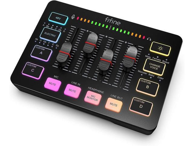 FIFINE Gaming Audio Mixer, Streaming RGB PC Mixer with XLR Microphone ...