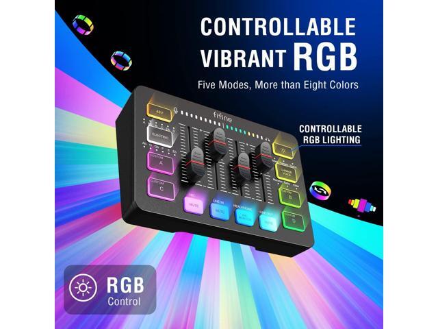 FIFINE Gaming Audio Mixer, Streaming RGB PC Mixer with XLR Microphone ...