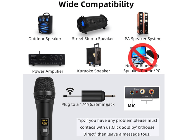 Bomaite W1 UHF Wireless Microphone System Dynamic Karaoke Metal ...