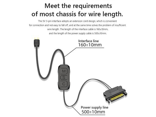 Weastlinks AR-1 RGB Controller Cable 5V 3 Pin 3pin to SATA ARGB Mini ...