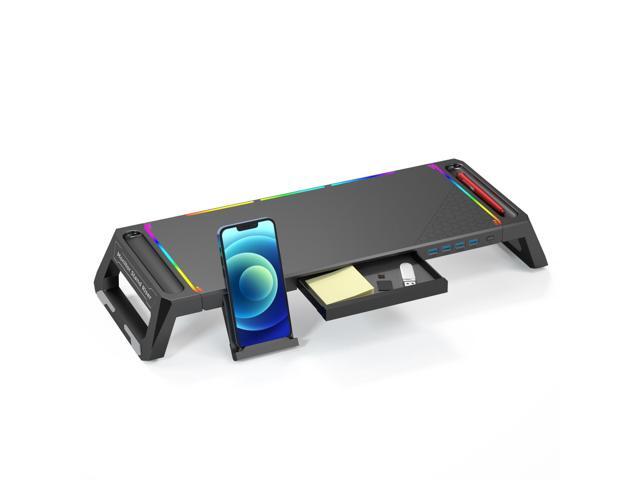 AICHESON Computer Monitor Stand Riser RGB Gaming Lights with 4 USB 3.0 ...