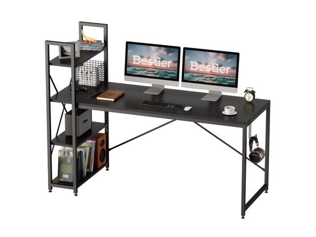 Bestier 63 Inch Computer Desk with Storage Shelves, Modern Bookshelf ...