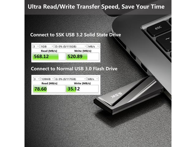 SSK 128GB USB SSD Solid State Flash Drive 550MB/s Super-Fast Transfer ...