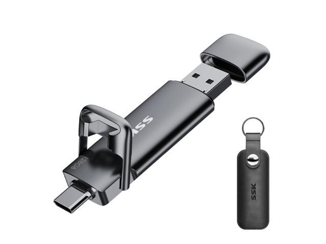 SSK 128GB Dual USB C Flash Drive,2-in-1 Type C+ USB A 3.2 Gen2 Solid ...