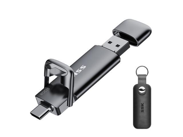 SSK External USB C SSD Flash Drive 512GB, Up to 550MB/s 2-in-1 Type C+ ...