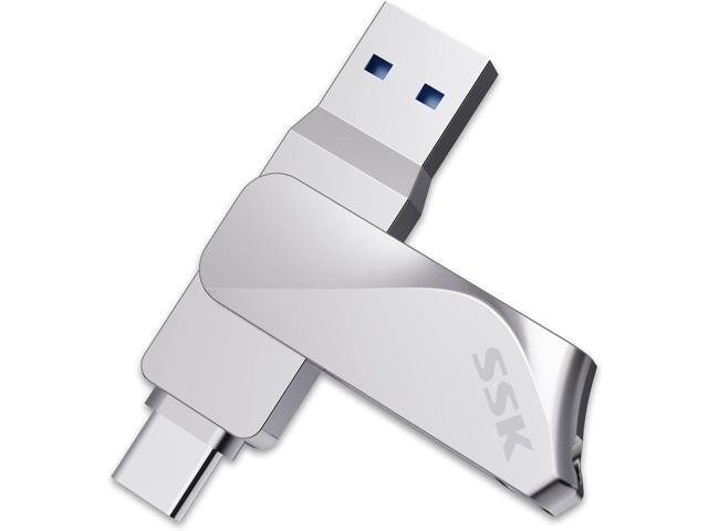 SSK 256GB USB C Flash Drive Dual Drive 2 in 1 OTG USB A 3.2 + Type C ...