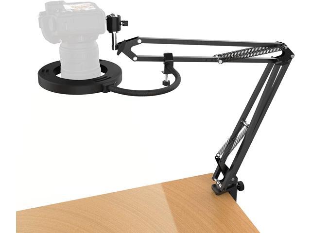 LenTok Overhead DSLR Camera Mount with Ring Light, Heavy Duty Desk ...