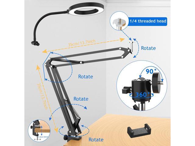 LenTok Overhead DSLR Camera Mount with Ring Light, Heavy Duty Desk ...